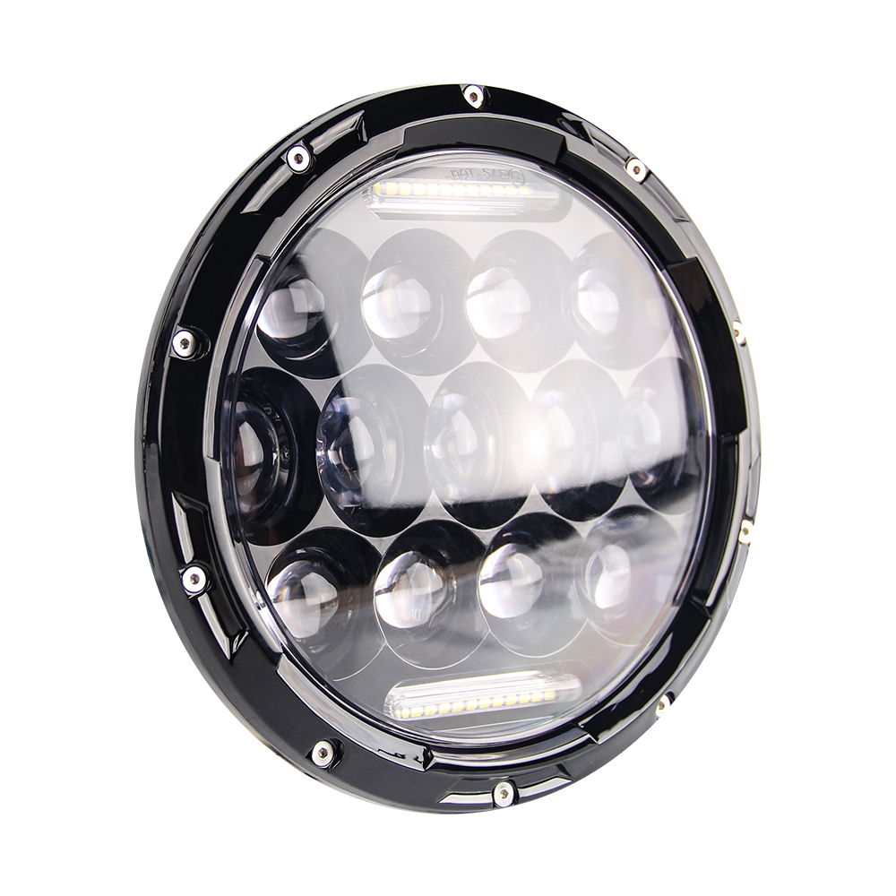 Ultra thin 7inch dot SAE angel eye round LED headlight JG-J005T , led ...